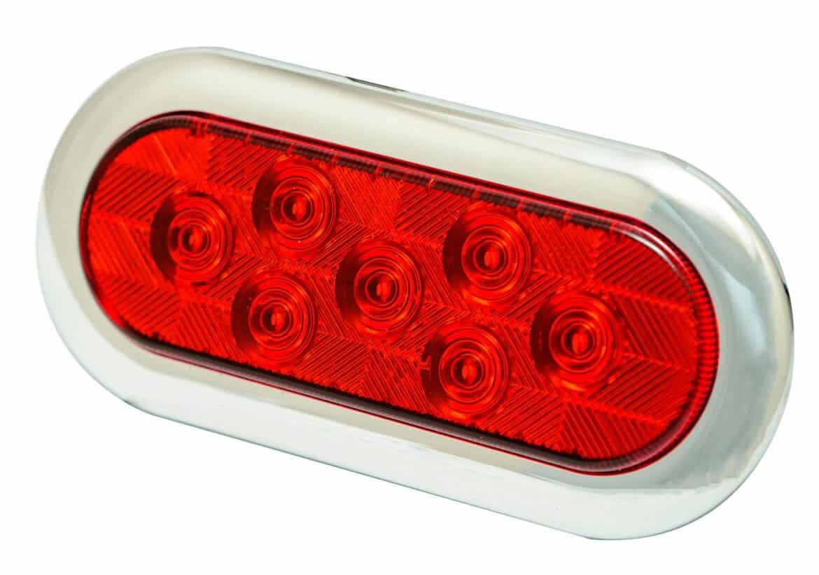 6.5" Oval Red LED Surface Mount with Bezel 7 red LEDS - EZ Truck Store