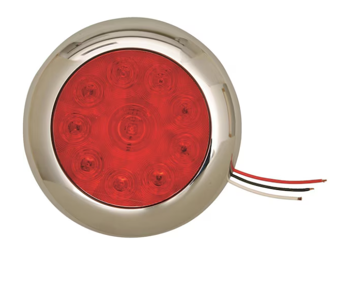 4" Round Red LED Surface Mount with Bezel, 3 Wire - EZ Truck Store