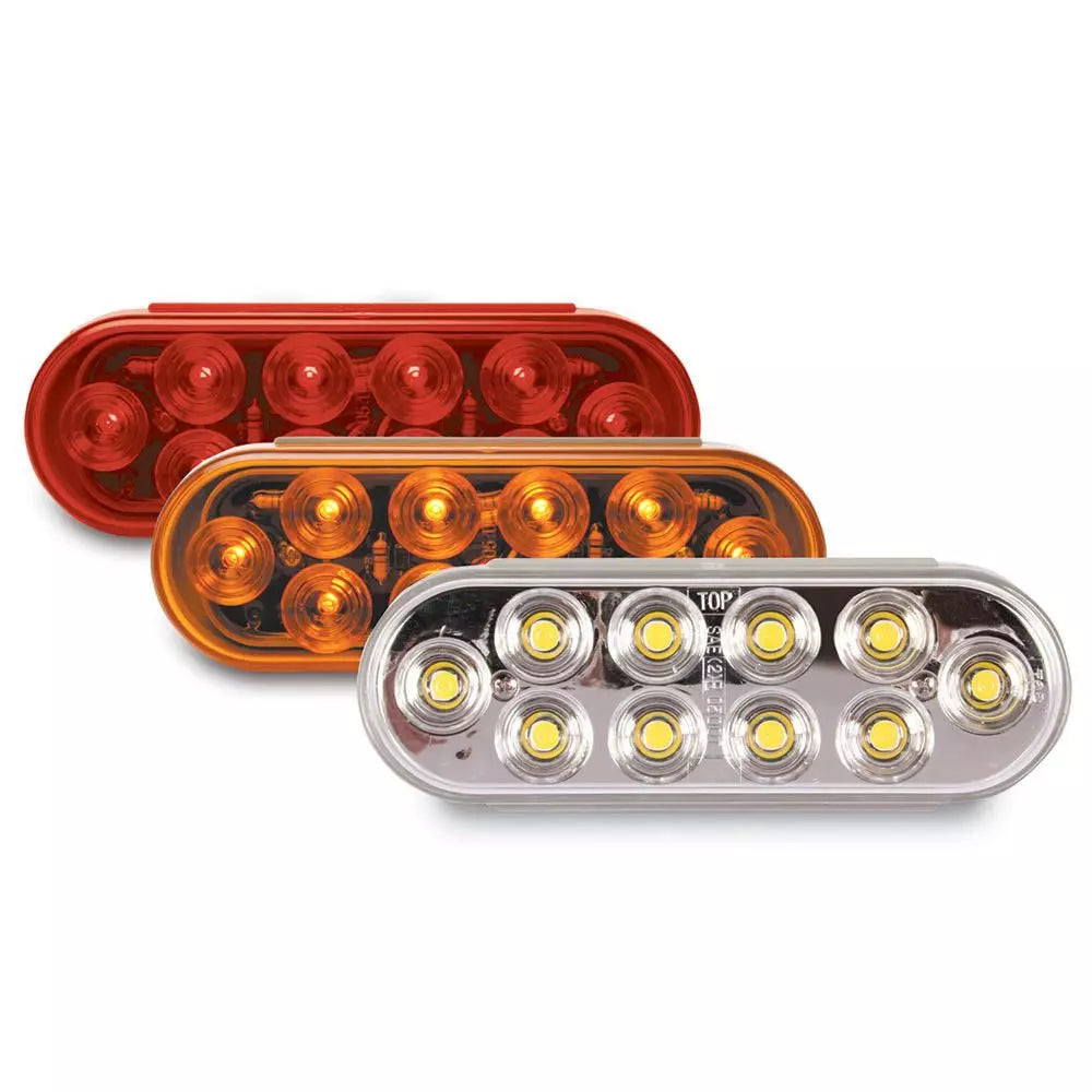 6.5" Oval Red LED Light, 10 LEDs - EZ Truck Store