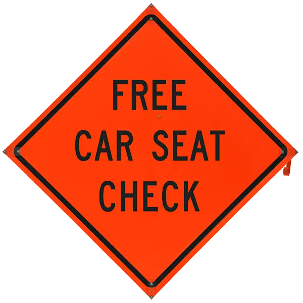 Free Car Seat Check Safety Roadside Roll-Up Sign with Frames - 36 Inch ...