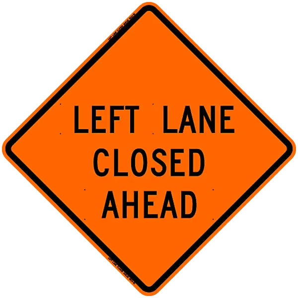 Left Lane Closed Ahead Safety Roadside Roll-Up Sign with Frames - 36 I ...