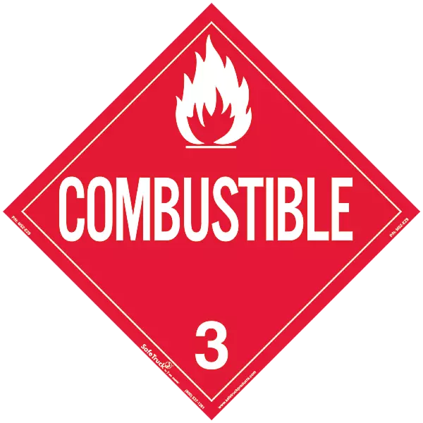 Combustible Class 3 Decal - EZ Truck Store