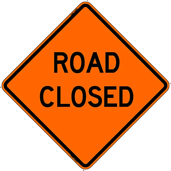 Road Closed Safety Roadside Roll-Up Sign with Frames - 36 Inch Sign ...