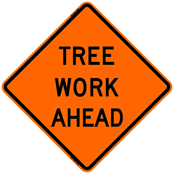 Tree Work Ahead Safety Roadside Roll-Up Sign with Frames - 36 Inch Sig ...